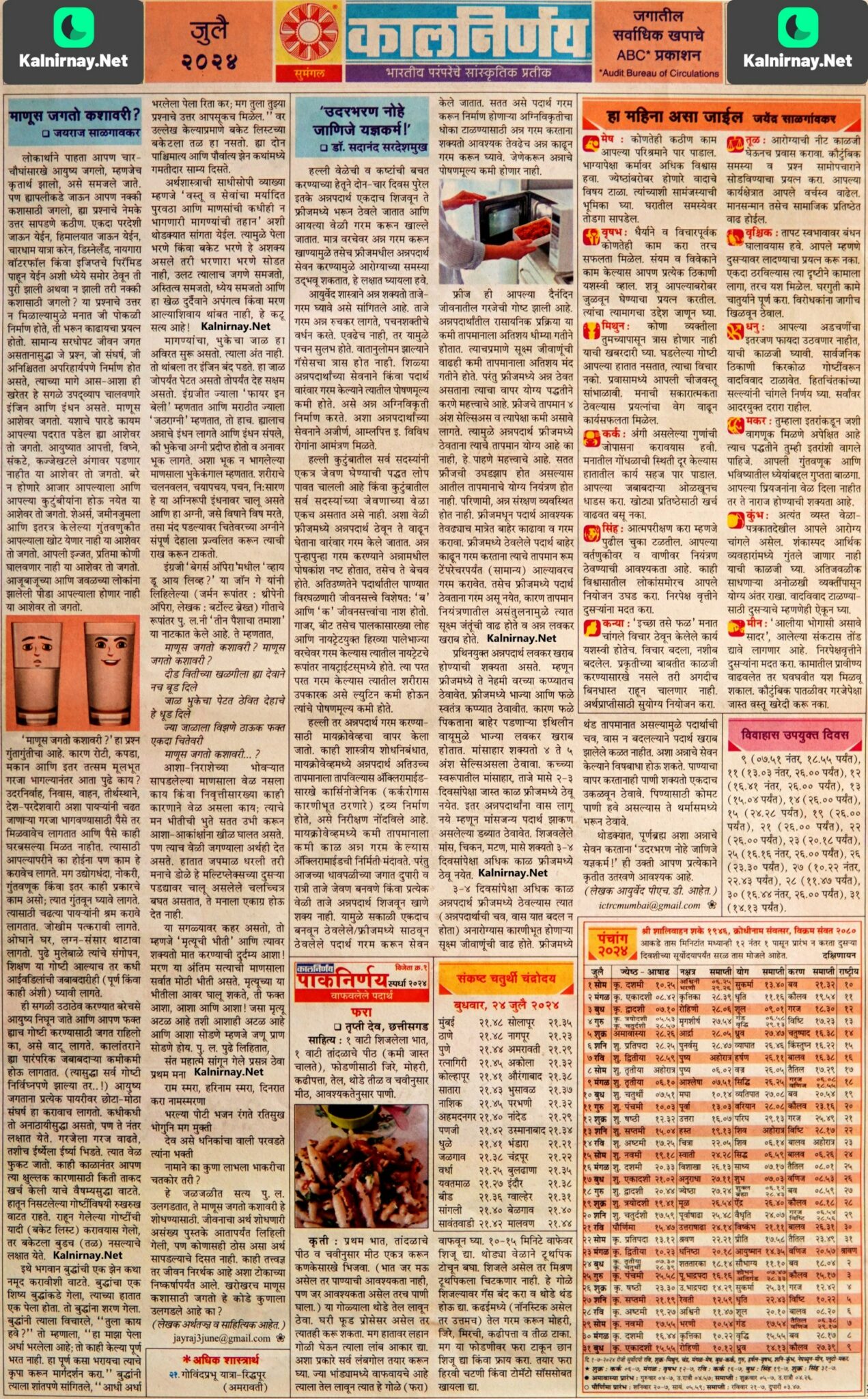 Kalnirnay July 2025: कालनिर्णय जुलै २०२५